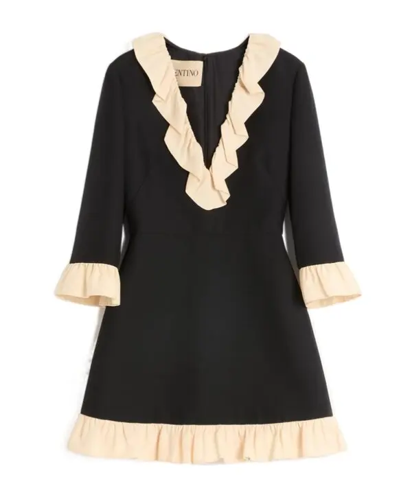 Valentino Garavani Crepe Couture Short Dress With Ruffled Details