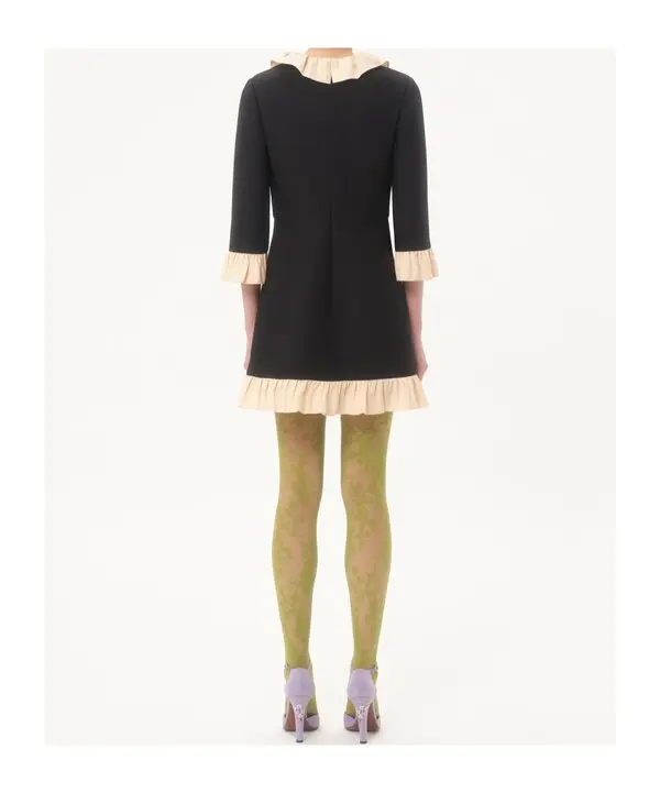 Valentino Garavani Ruffled Trim V-neck Mini Dress