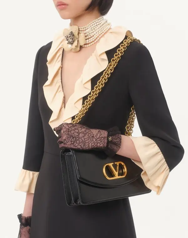 Valentino Garavani Ruffled Trim V-neck Mini Dress