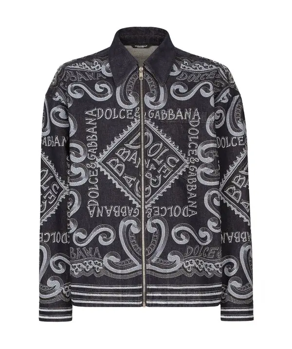 Dolce & Gabbana Dolce Gabbana Logo Printed Zipped Overshirt
