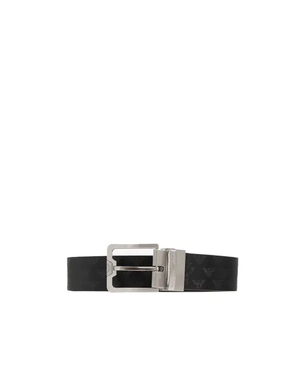 Emporio Armani Logo Engraved Buckle Belt - Black