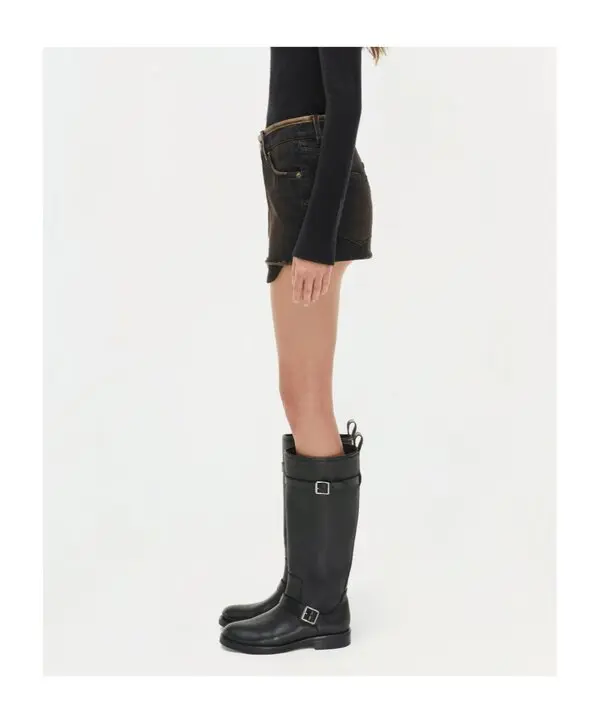 Simkhai Sally Denim Mini Skirt With Leather Details - Black
