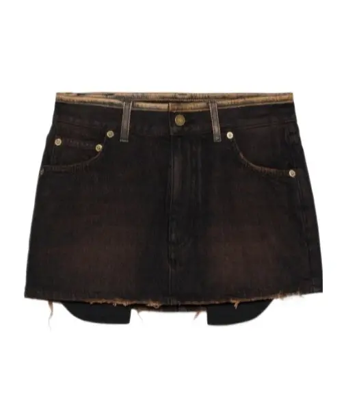 Simkhai Sally Denim Mini Skirt With Leather Details - Black