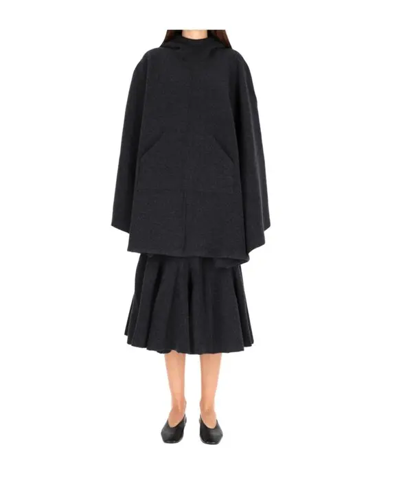 Bottega Veneta Long-sleeved Hooded Cape - Black