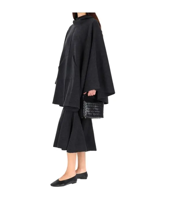 Bottega Veneta Long-sleeved Hooded Cape - Black