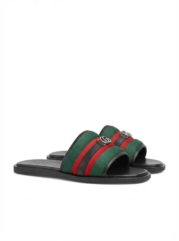 Gucci Interlocking G Slide Sandals - Red And Green