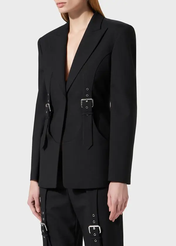 Blumarine Long Sleeve Buckle Detail Blazer