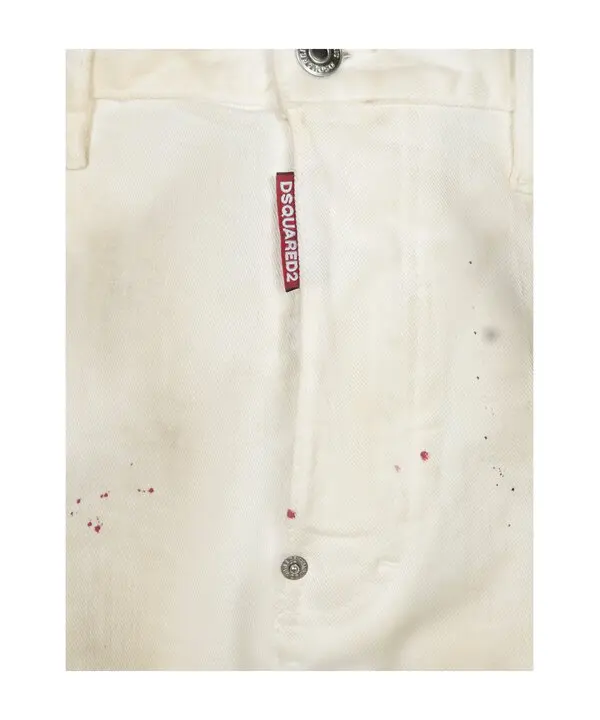 Dsquared2 Paint Splatter Wide Leg Jeans