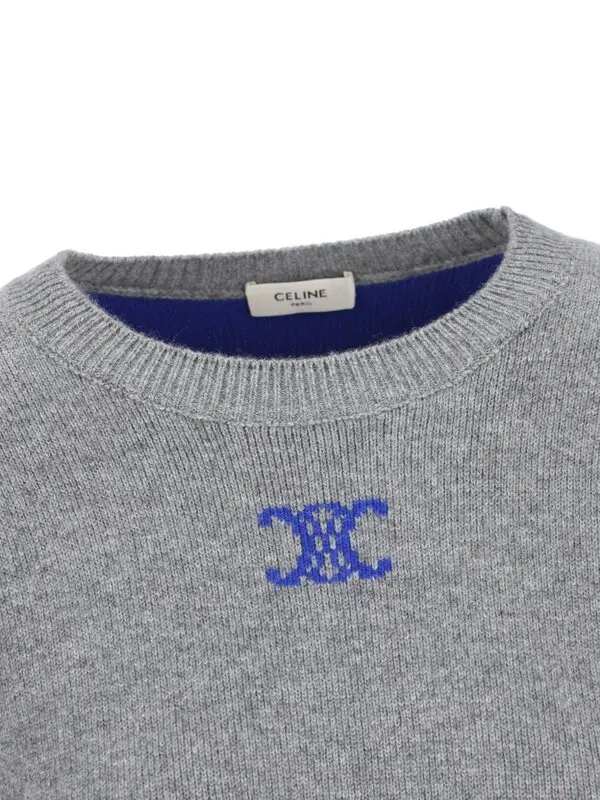Celine Crewneck Sweater In Cashmere With Patterned Detail