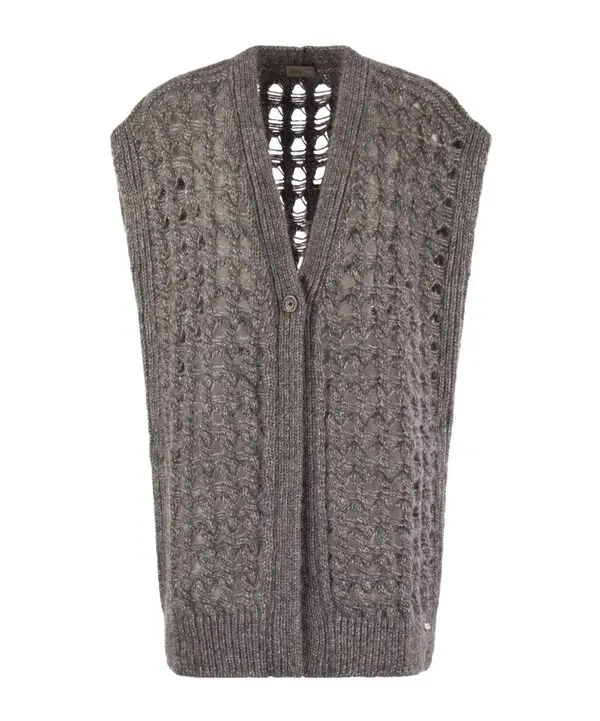 Herno Sleeveless Knitted Cardigan - Gray