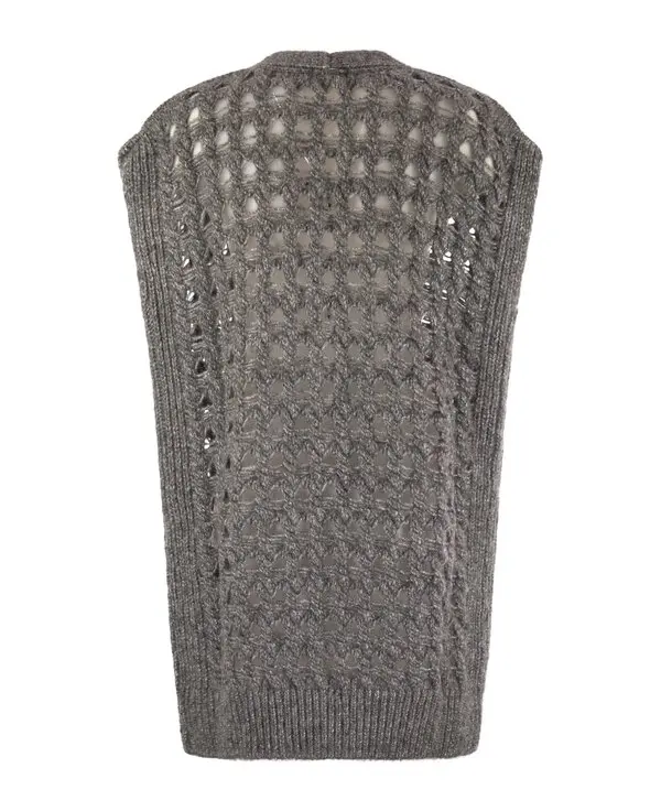 Herno Sleeveless Knitted Cardigan - Gray