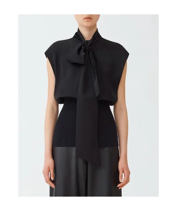 Fabiana Filippi Sleeveless Paneled Blouse With Tie Detail