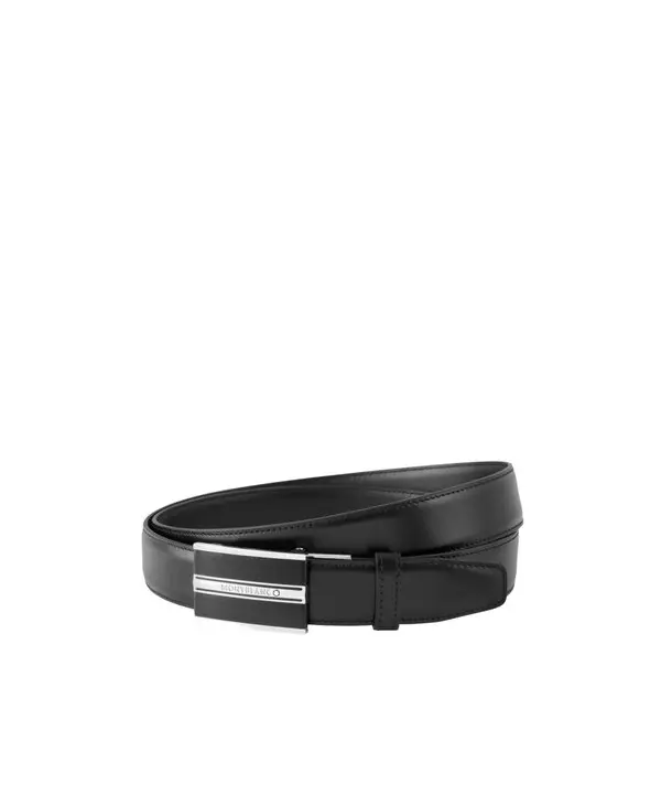 Montblanc Leather Belt With Stainless Steel Buckle - Black