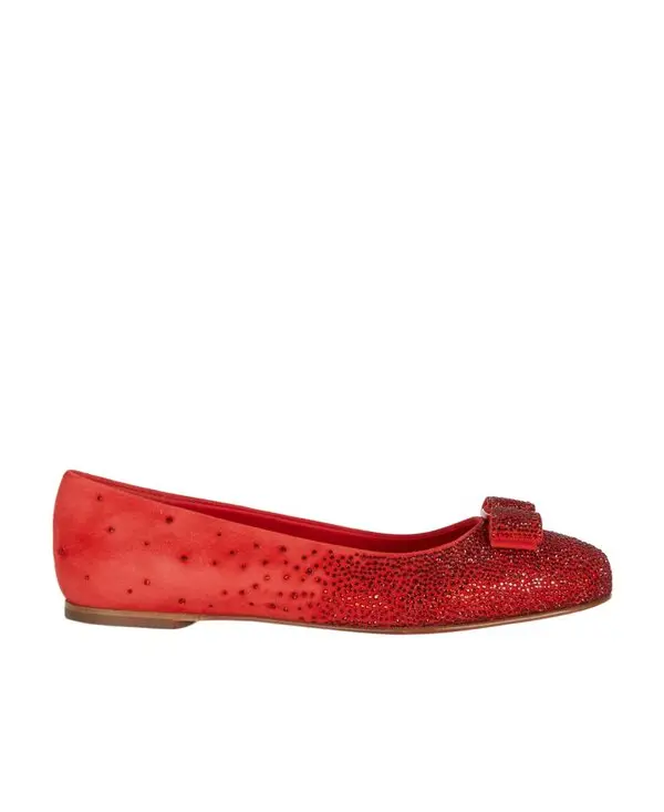 FERRAGAMO Embellished Ballet Flats - Red
