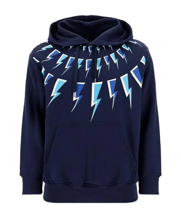 Neil Barrett Lightning Print Hoodie - Black