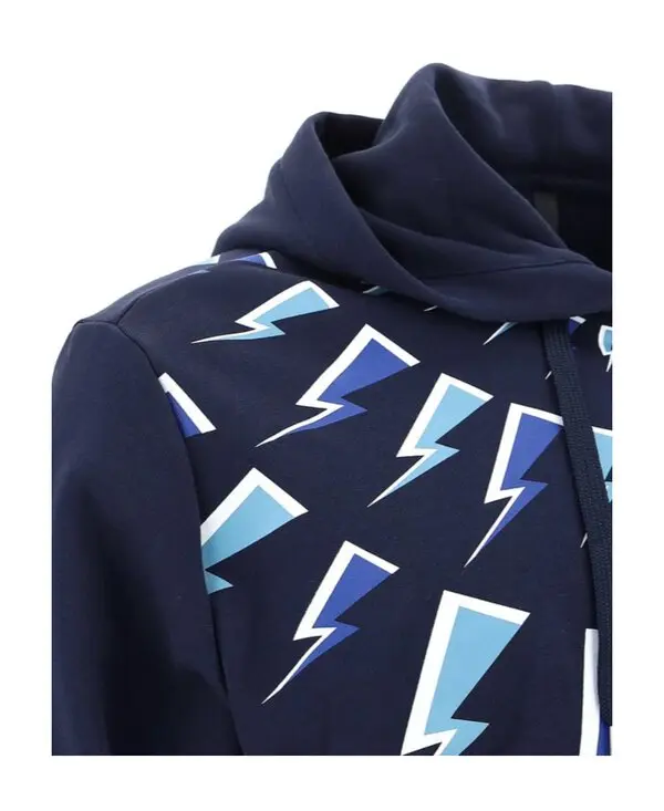 Neil Barrett Lightning Print Hoodie - Black