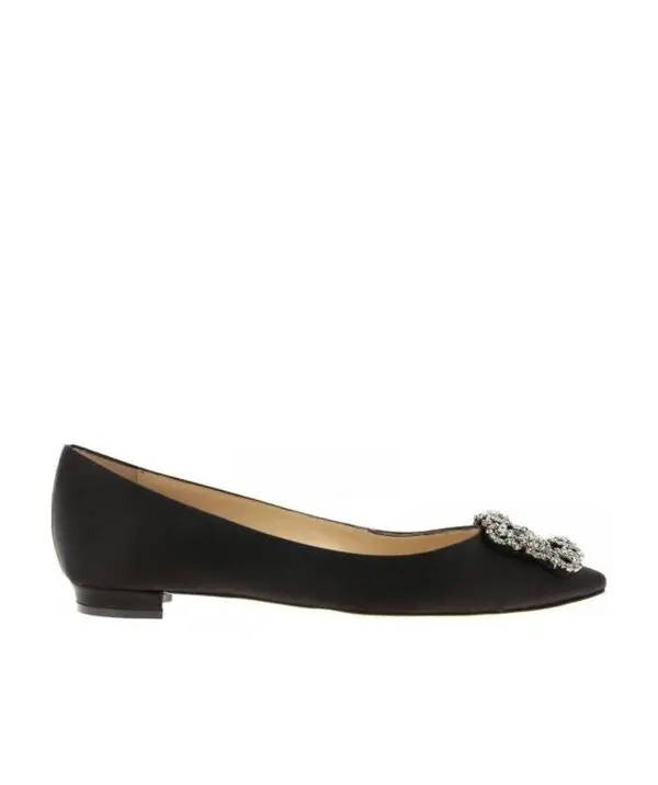Manolo Blahnik Hangisi Buckle-detail Ballerina Flats - Black