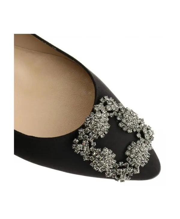 Manolo Blahnik Hangisi Buckle-detail Ballerina Flats - Black