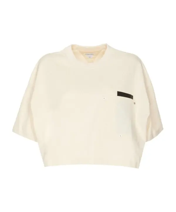 Bottega Veneta Short-sleeved Cropped T-shirt With Logo Pocket