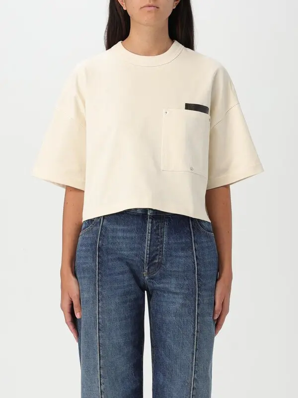 Bottega Veneta Short-sleeved Cropped T-shirt With Logo Pocket
