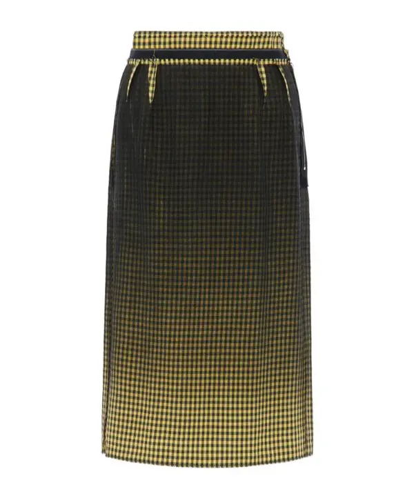MAISON MARGIELA Gingham Pattern Tie Detailed Midi Skirt