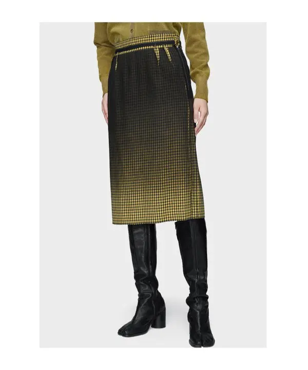 MAISON MARGIELA Gingham Pattern Tie Detailed Midi Skirt