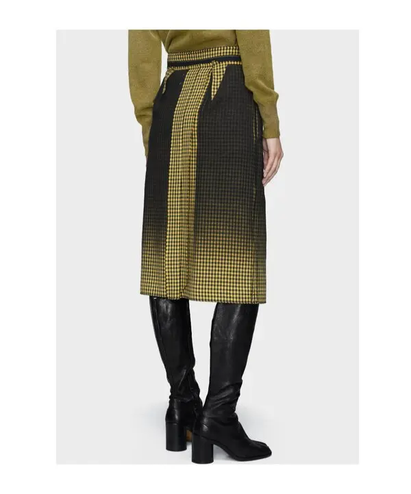 MAISON MARGIELA Gingham Pattern Tie Detailed Midi Skirt