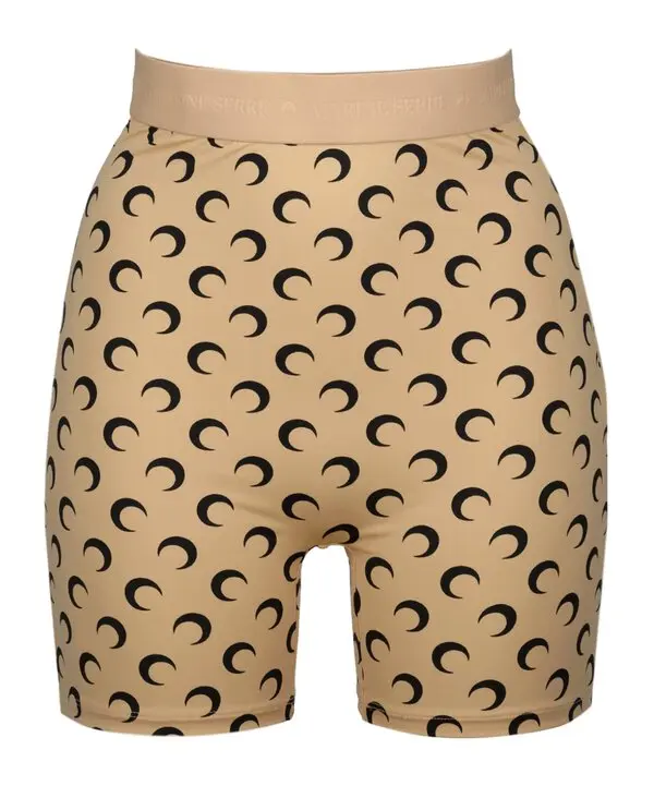 MARINE SERRE Logo-printed Stretch Mini Shorts - Nude