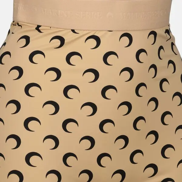 MARINE SERRE Logo-printed Stretch Mini Shorts - Nude