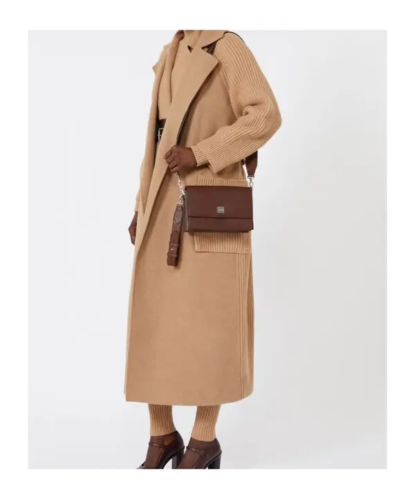 Max Mara Biancaroughs Foldover Top Shoulder Bag - Cocoa