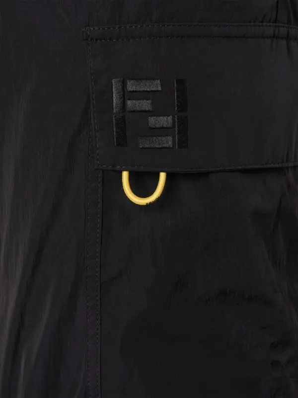 Fendi Ff Embroidered Drawstring Cargo Trousers - Black