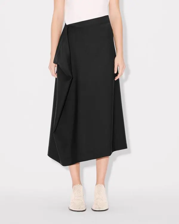 Kenzo Asymmetrical Midi Skirt In Virgin Wool