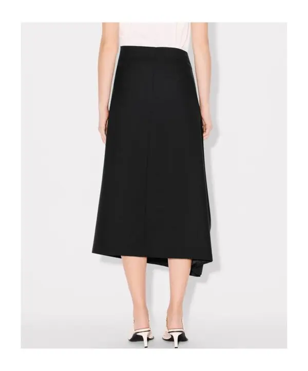 Kenzo Asymmetrical Midi Skirt In Virgin Wool