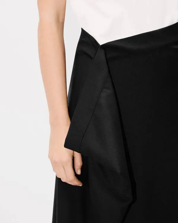 Kenzo Asymmetrical Midi Skirt In Virgin Wool