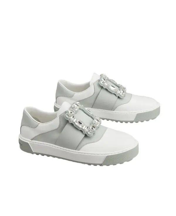 ROGER VIVIER Very Vivier Embellished Leather Sneakers