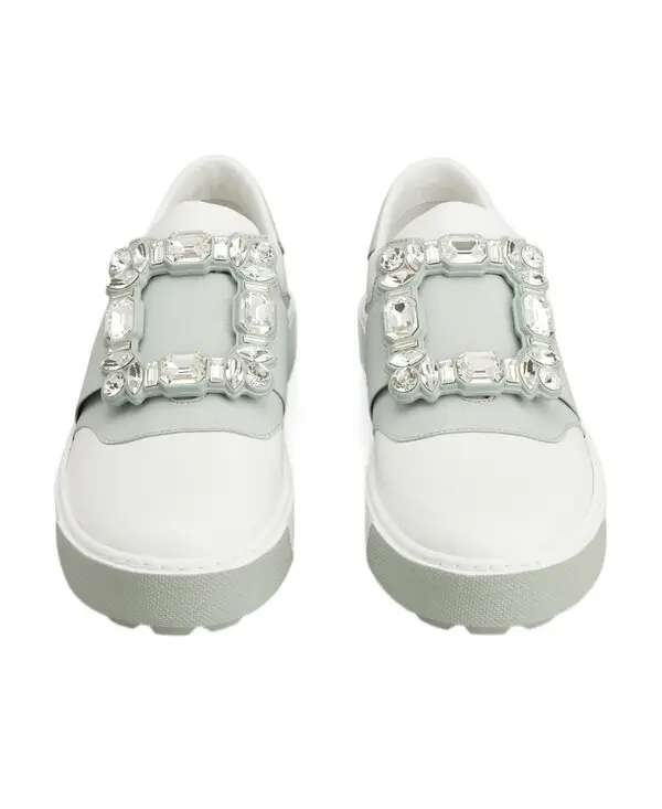 ROGER VIVIER Very Vivier Embellished Leather Sneakers