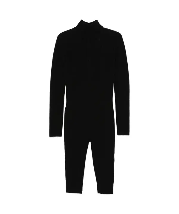 Rick Owens Ribbed High Neck Long Sleeve Playsuit - Black