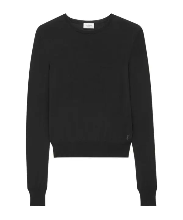 Saint Laurent Cassandre Crewneck Jumper - Black
