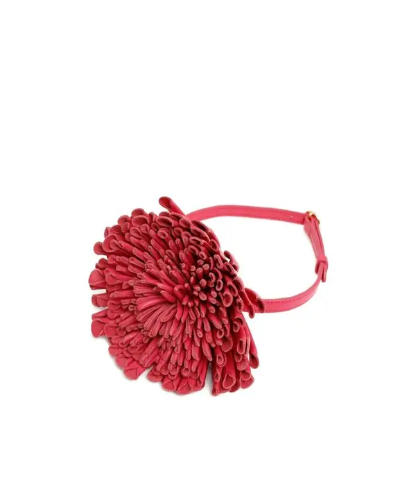 Alaïa Leather Flower Choker - Red