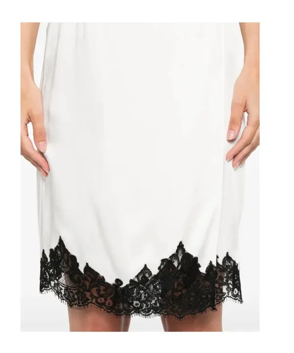 Stella McCartney Lace Trim Satin Midi Skirt - Cream