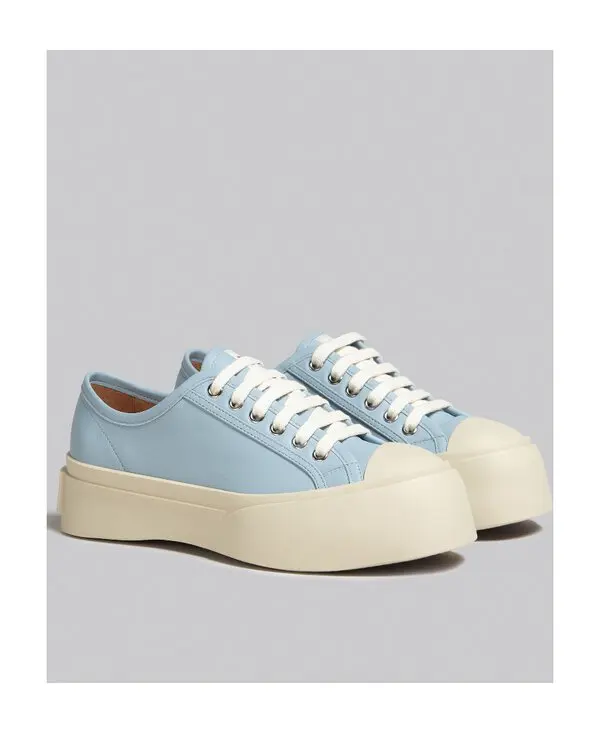 Marni Light Blue Nappa Leather Lace-up Sneakers - Nude