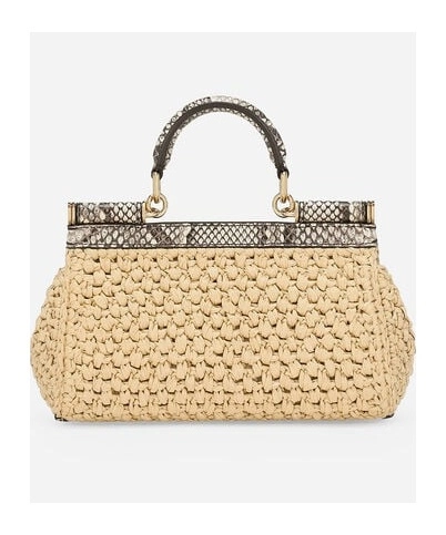 Dolce & Gabbana Small Sicily Logo Plaque Handbag - Beige