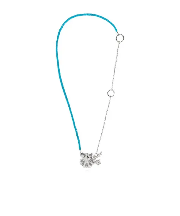 Versace Embellished Shell Pendant Necklace - Blue