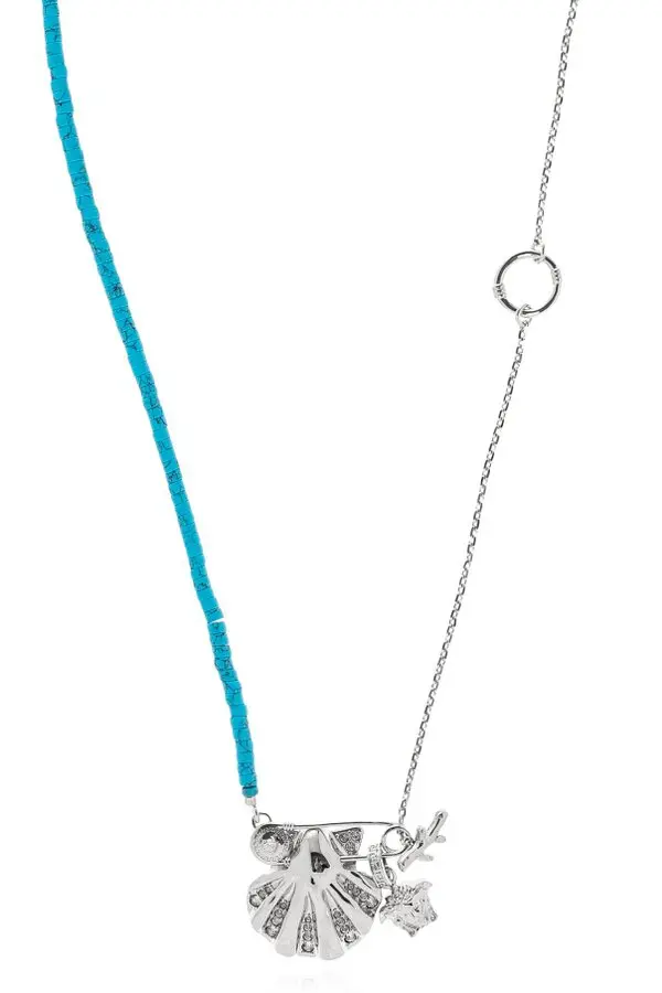 Versace Embellished Shell Pendant Necklace