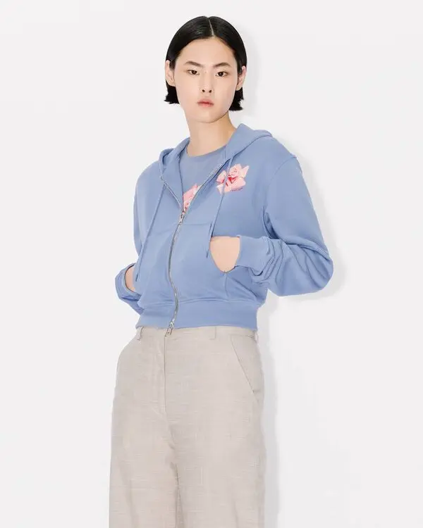 Kenzo Rose Printed Zipped Hoodie
