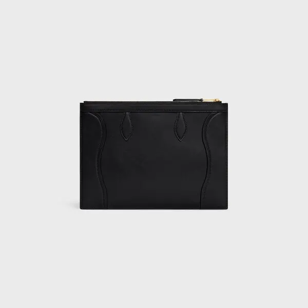Celine Medium Pouch In Glossy Calfskin