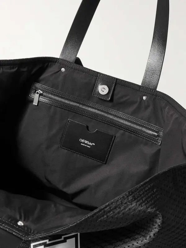 Off-White Logo Printed Mesh Tote Bag - Black