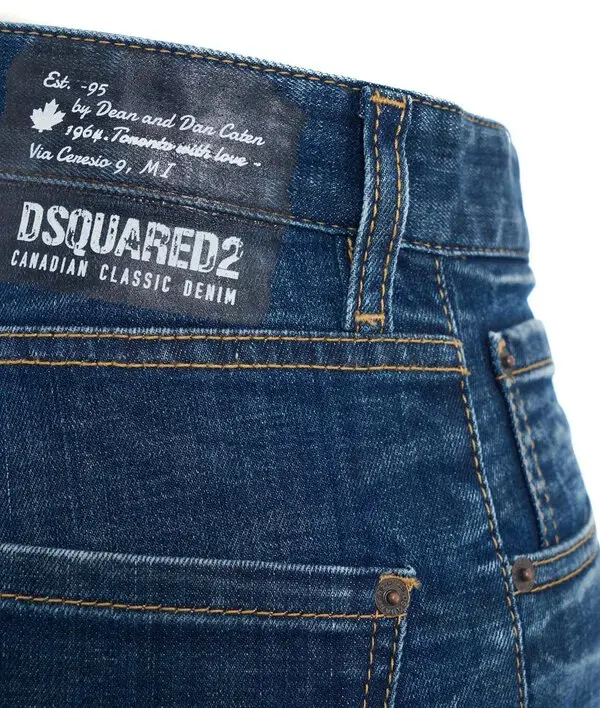 Dsquared2 Logo Patch Straight Leg Jeans - Blue