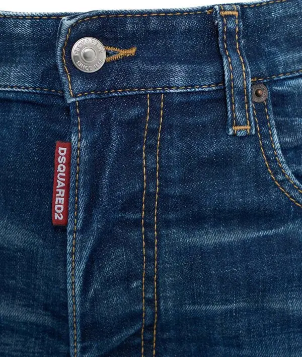 Dsquared2 Logo Patch Straight Leg Jeans - Blue