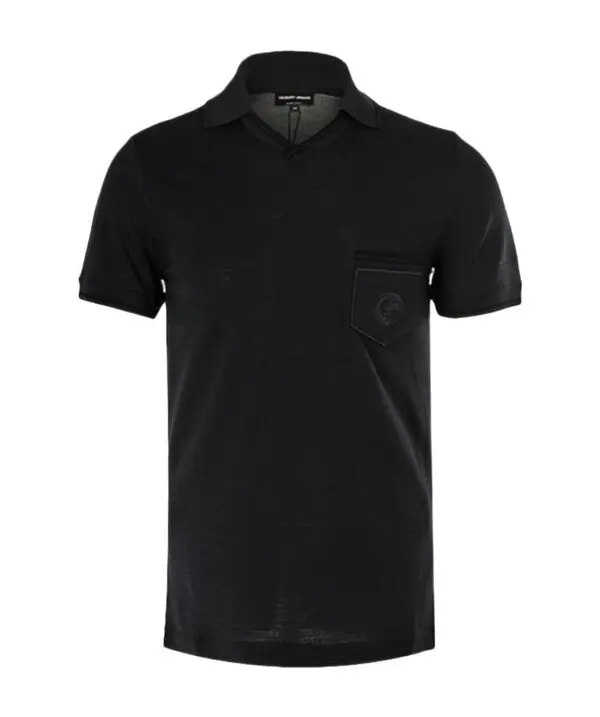Giorgio Armani Dark Blue Logo Polo Shirt - Black